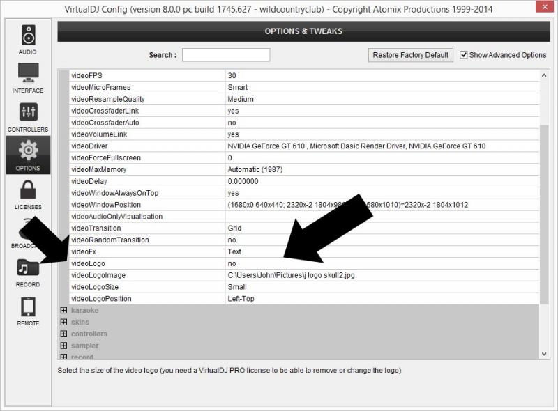 VirtualDJ - Remove VDJ logo on video out screen.